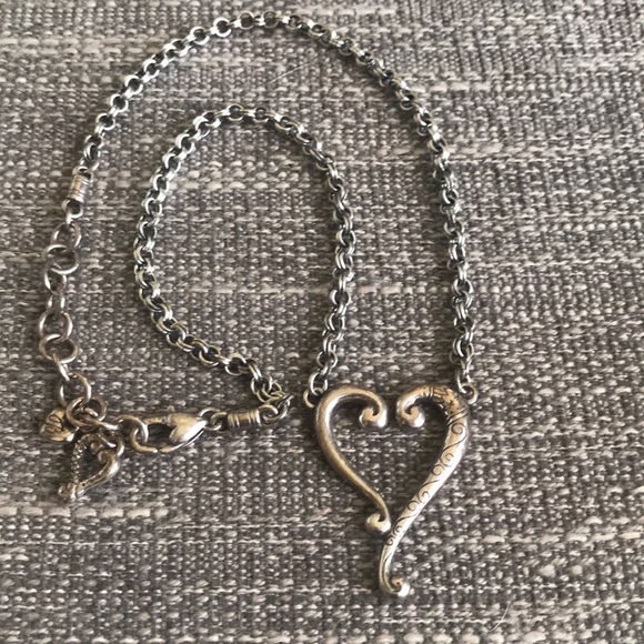 Brighton | Jewelry | Brighton Scroll Heart Silver Tone Necklace | Poshmark